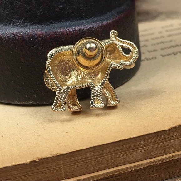 Vintage | Jewelry | Vintage Enamel Rhinestone Elephant Tie Tack Pin ...